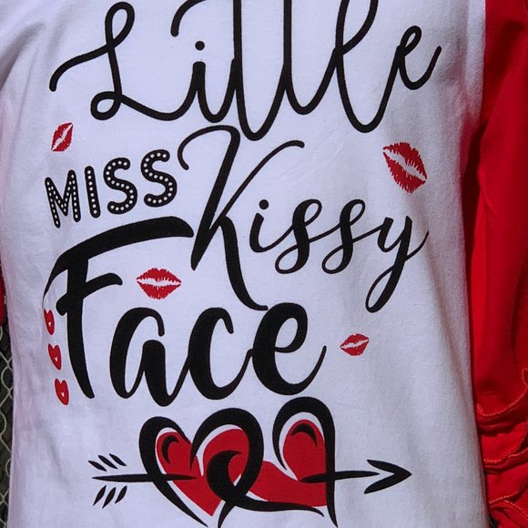 Princess Pea | Shirts & Tops | 2 Pieces Ruffle Sleeve Little Miss Kissy Face Heart Tshirt Top ...